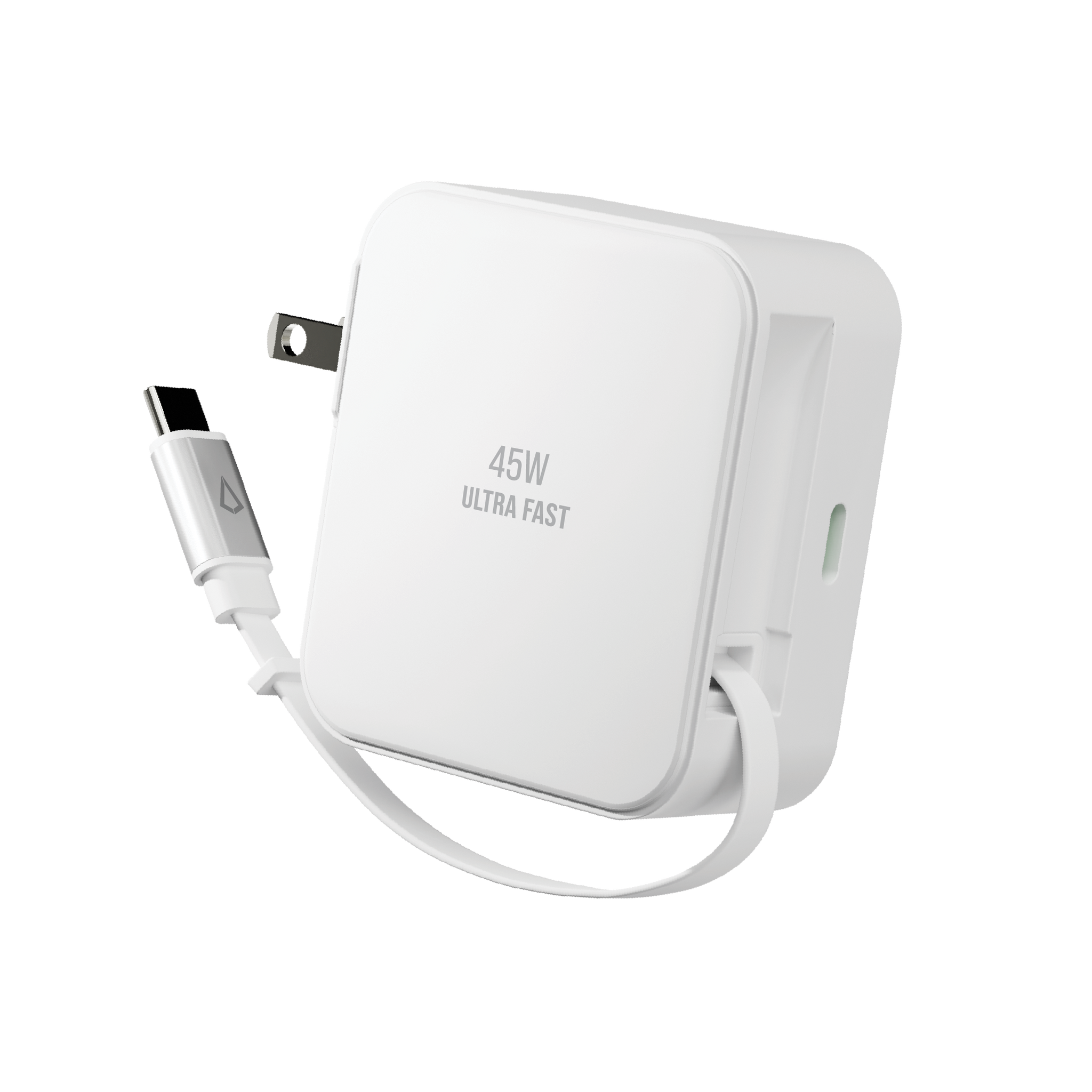 45W Retractable Built-in Cable Charger with Extra Port